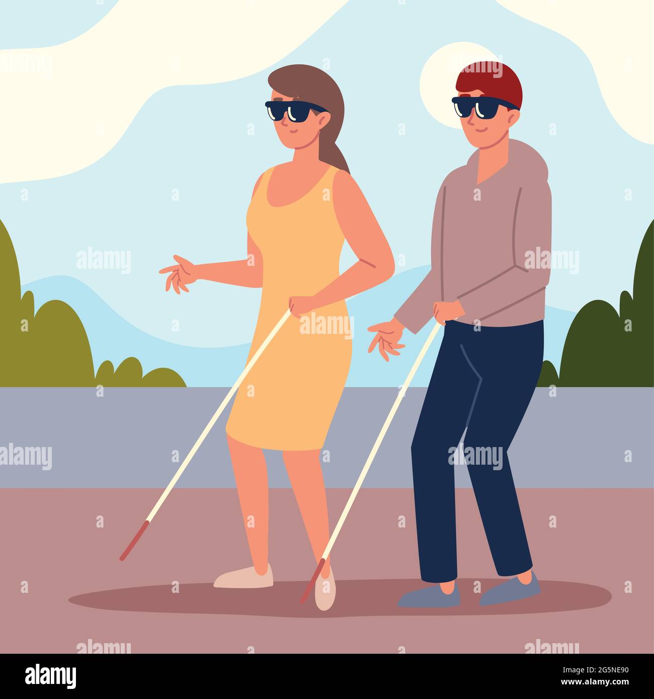 disabled blind couple Stock Vector Image & Art - Alamy