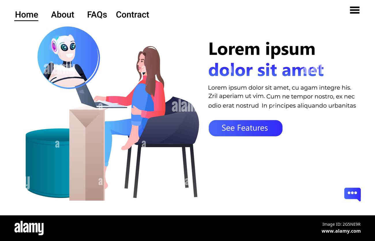 woman discussing with chatbot robot artificial intelligence technology ...