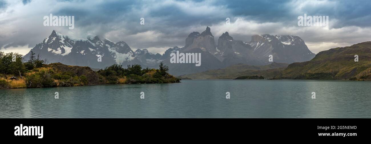 Panorama of Torres del Paine National Park, Patagonia, Chile Stock ...