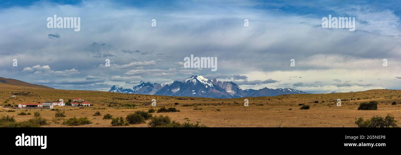 Panorama of Torres del Paine National Park, Patagonia, Chile Stock ...