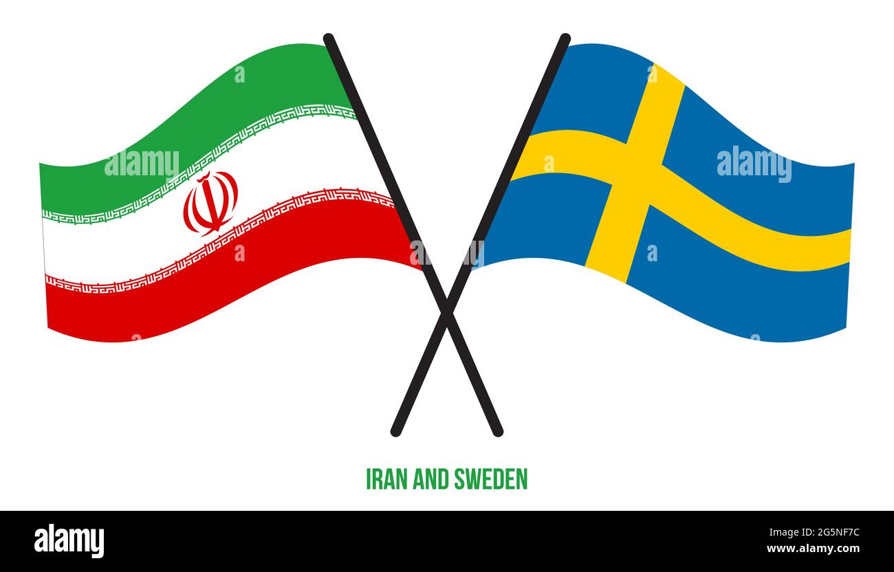 Iran and Sweden Flags Crossed And Waving Flat Style. Official ...