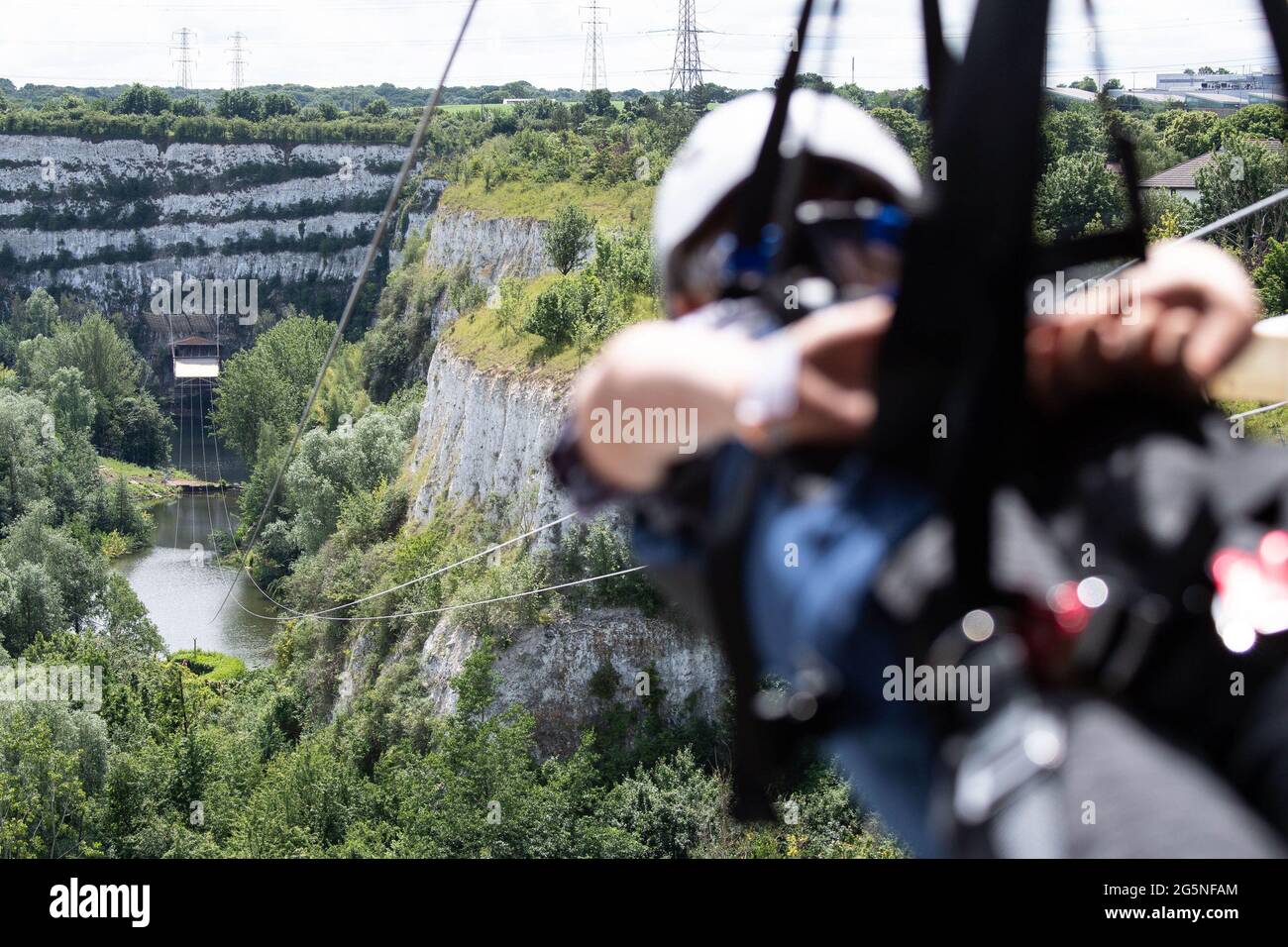 EDITORIAL USE ONLY Visitors ride the Skywire, which is England's ...