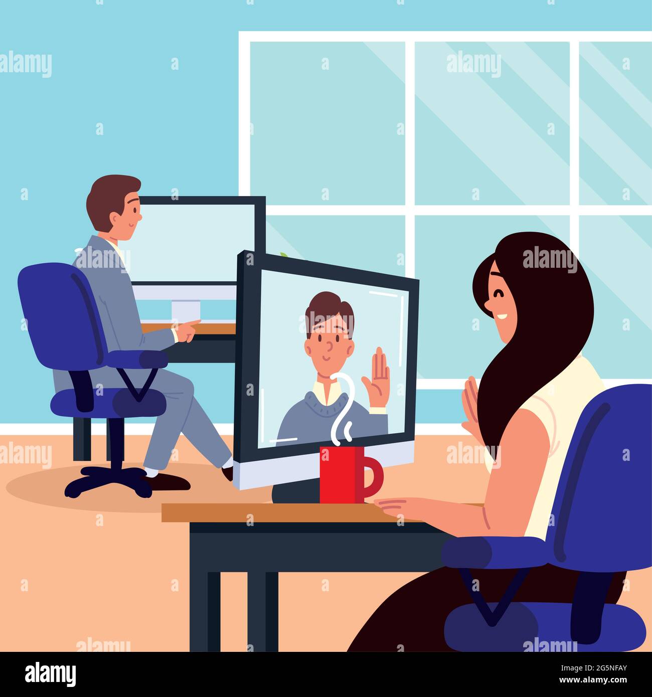 Businessman interviewing female candidate job Stock Vector Images - Alamy