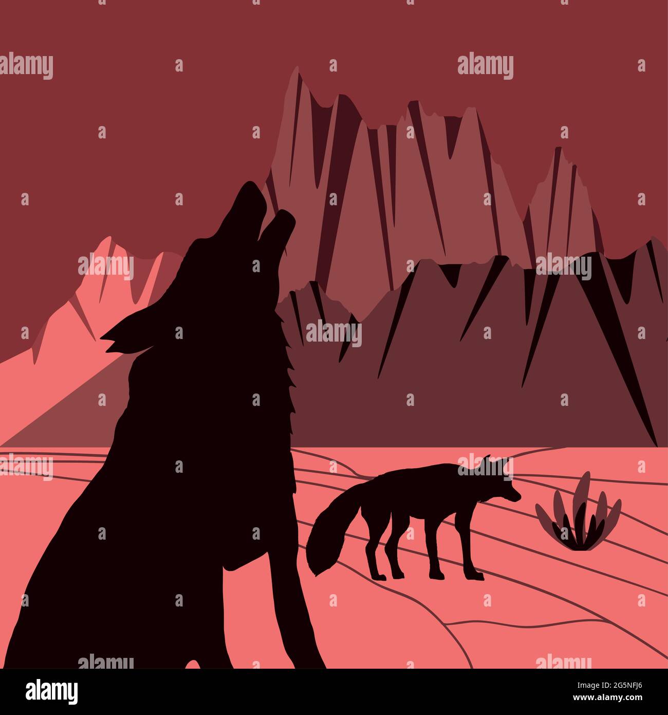Wolves in the wild Stock Vector Images - Alamy