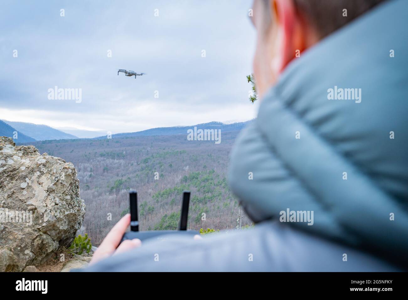 Drone flying remote controller, transmitter Stock Photo - Alamy