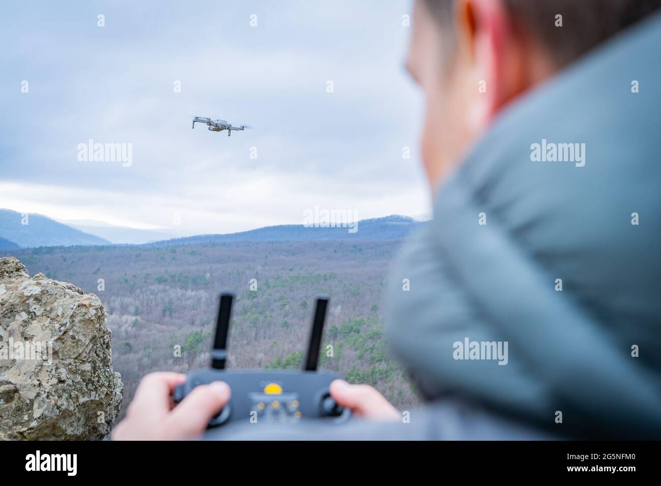 Drone flying remote controller, transmitter Stock Photo - Alamy