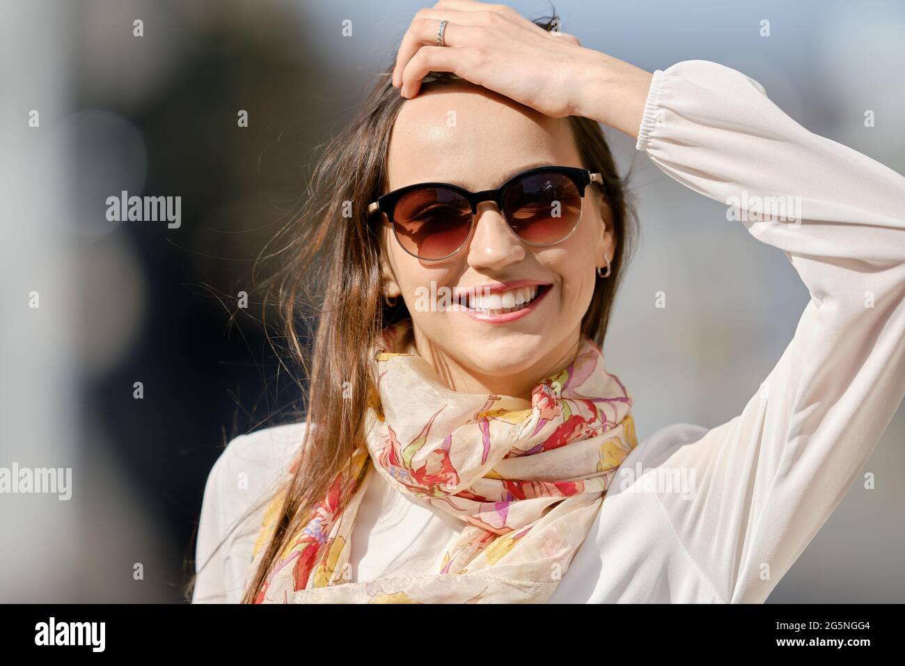 Windy day pretty young woman hi-res stock photography and images - Alamy