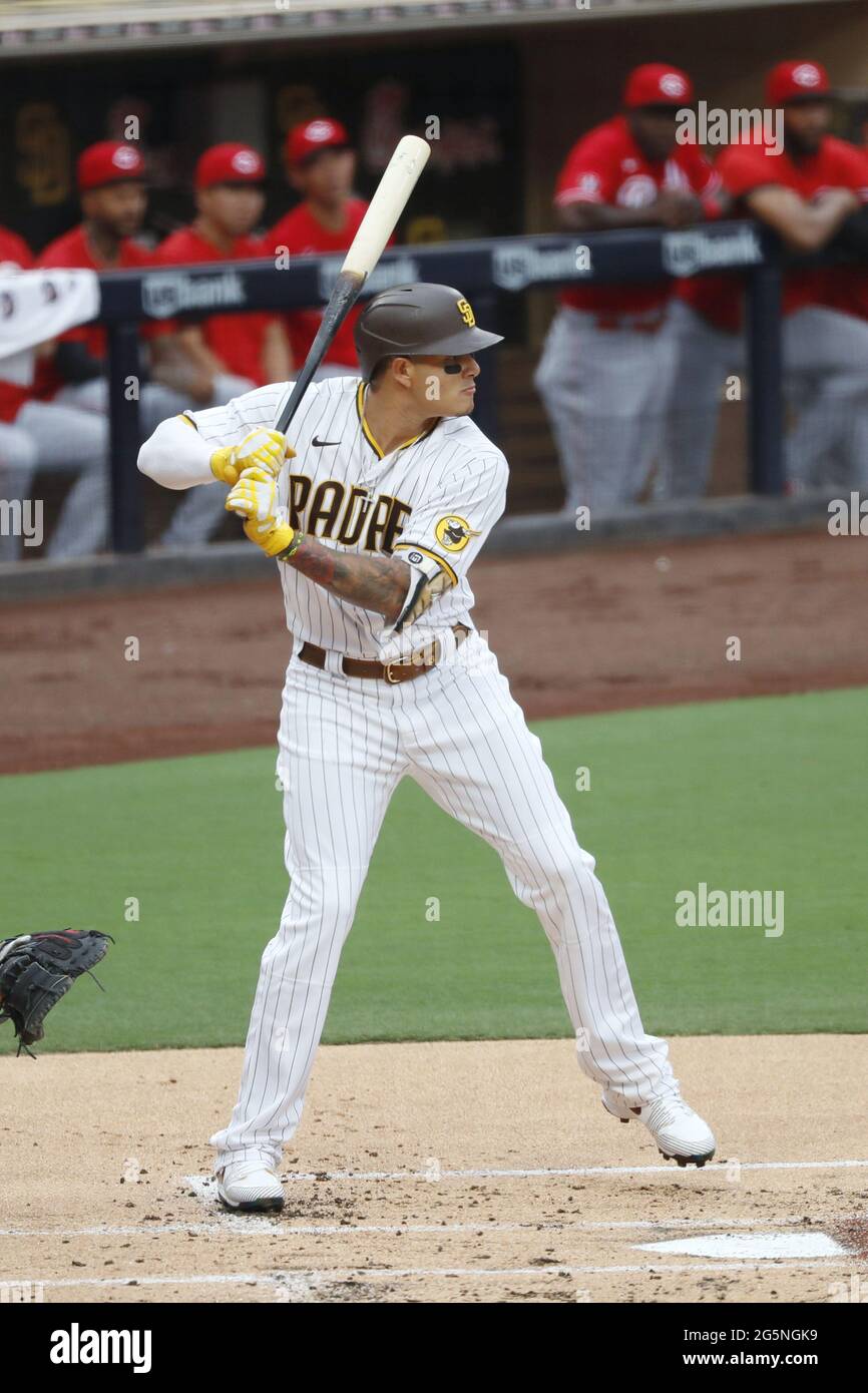 Manny Machado of the San Diego Padres bats during a game against the ...