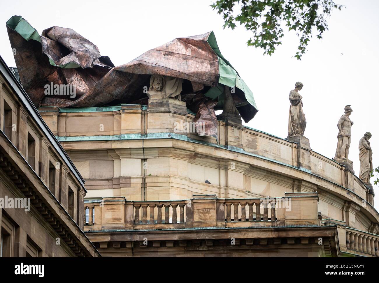 Stuttgart, Germany. 29th June, 2021. Parts of the roof of the opera ...