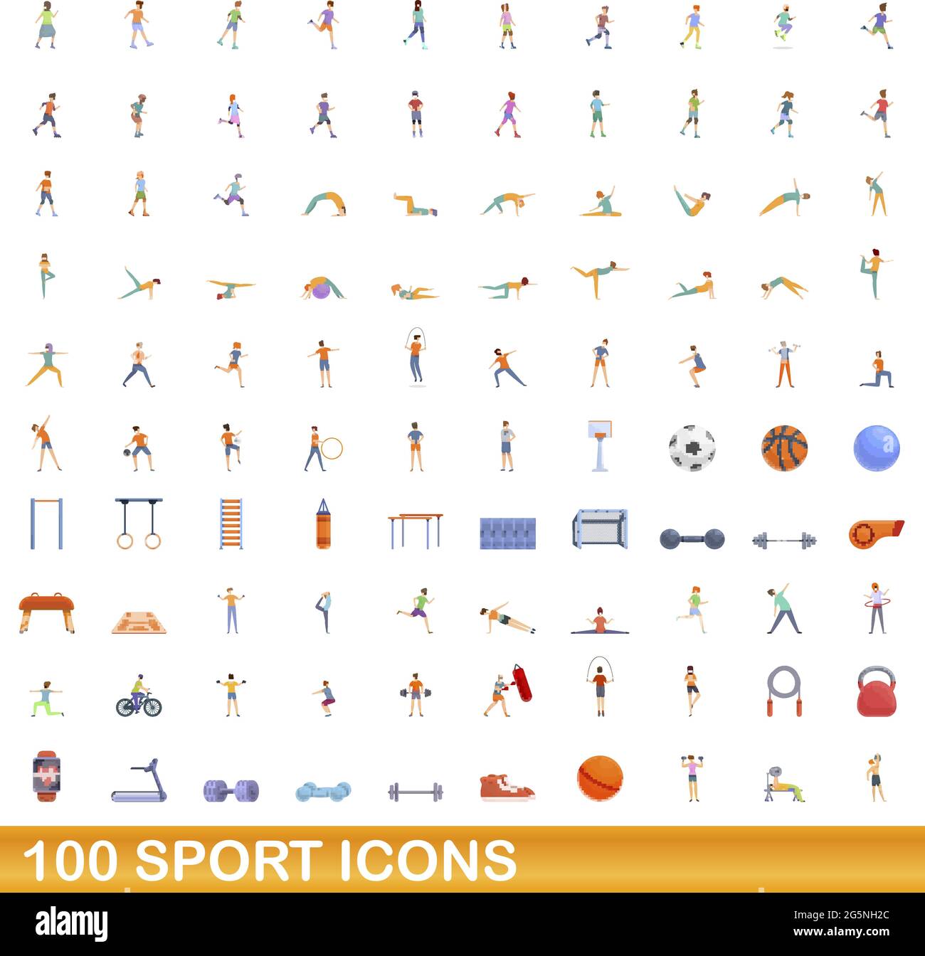 100 sport icons set. Cartoon illustration of 100 sport icons vector set ...
