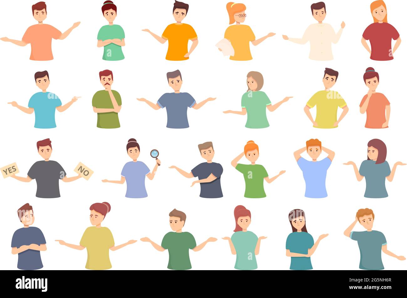 Ambiguity icons set cartoon vector. Data analysis. Business confused ...