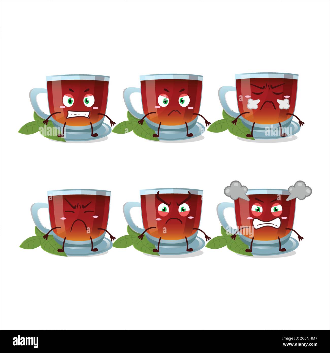 Mint tea cartoon character with various angry expressions. Vector ...