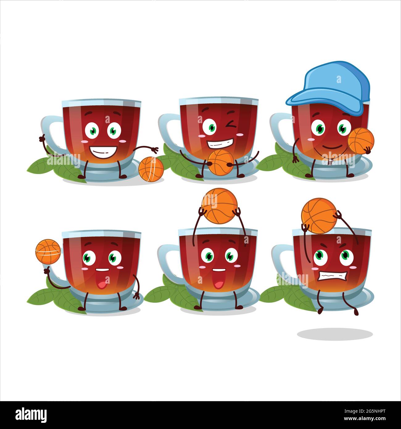 Talented mint tea cartoon character as a basketball athlete. Vector ...