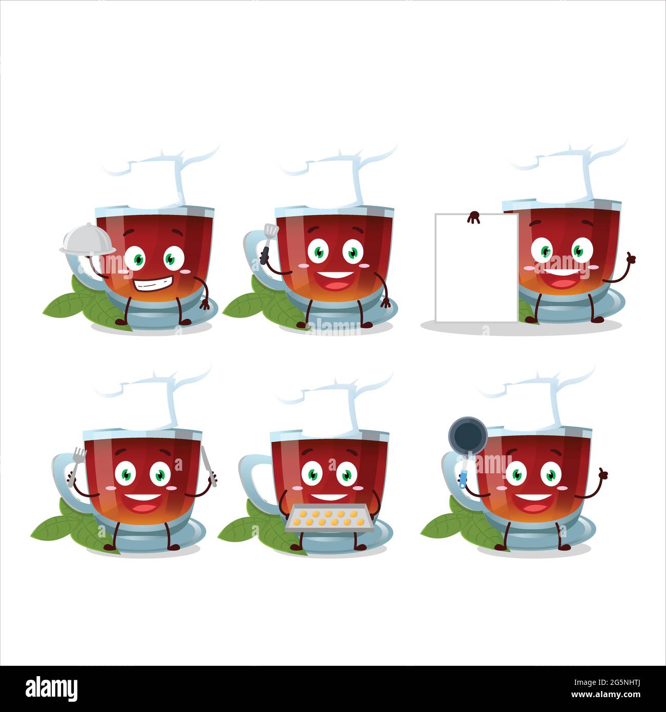Cartoon character of mint tea with various chef emoticons. Vector ...