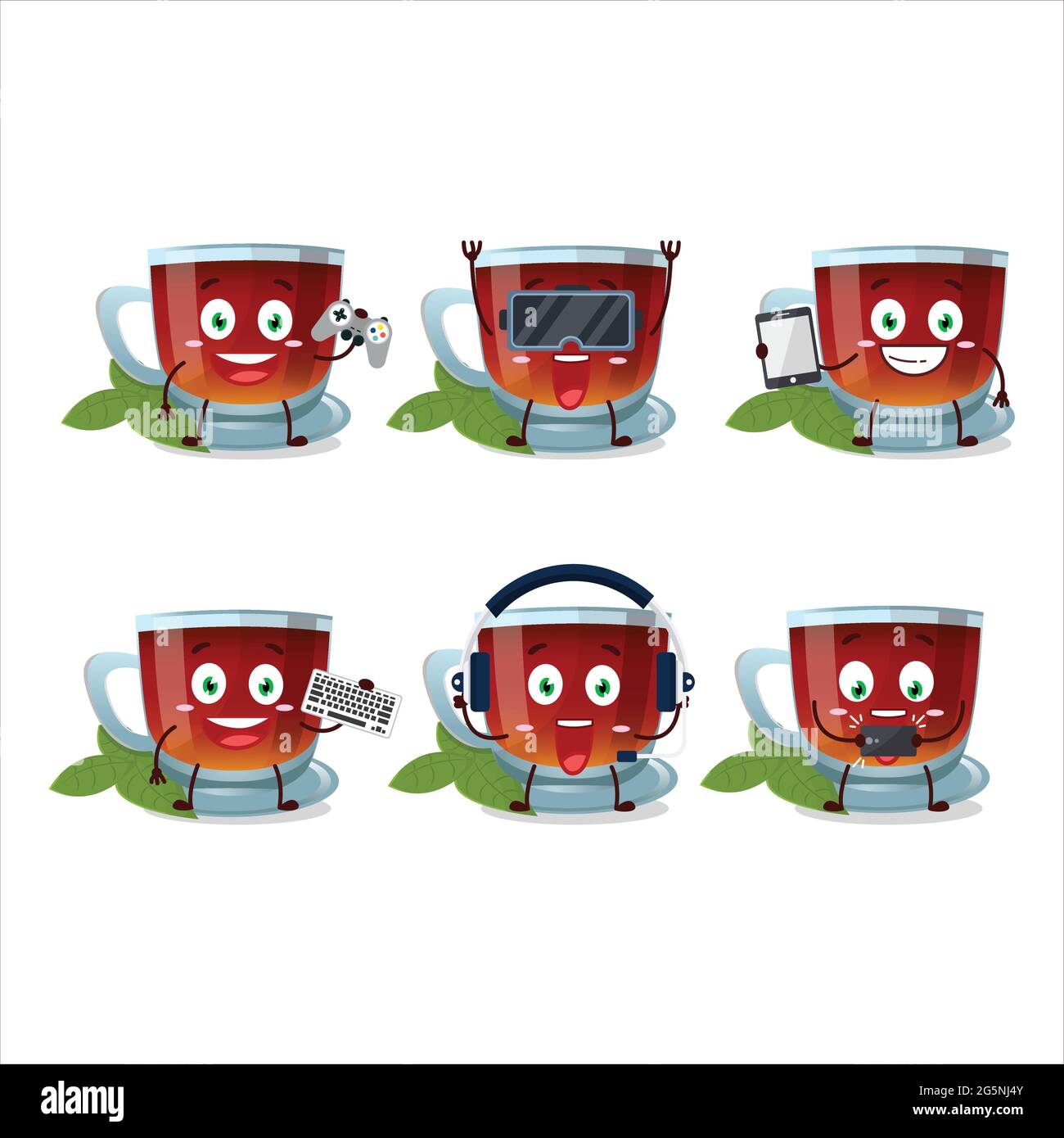 Mint tea cartoon character are playing games with various cute ...