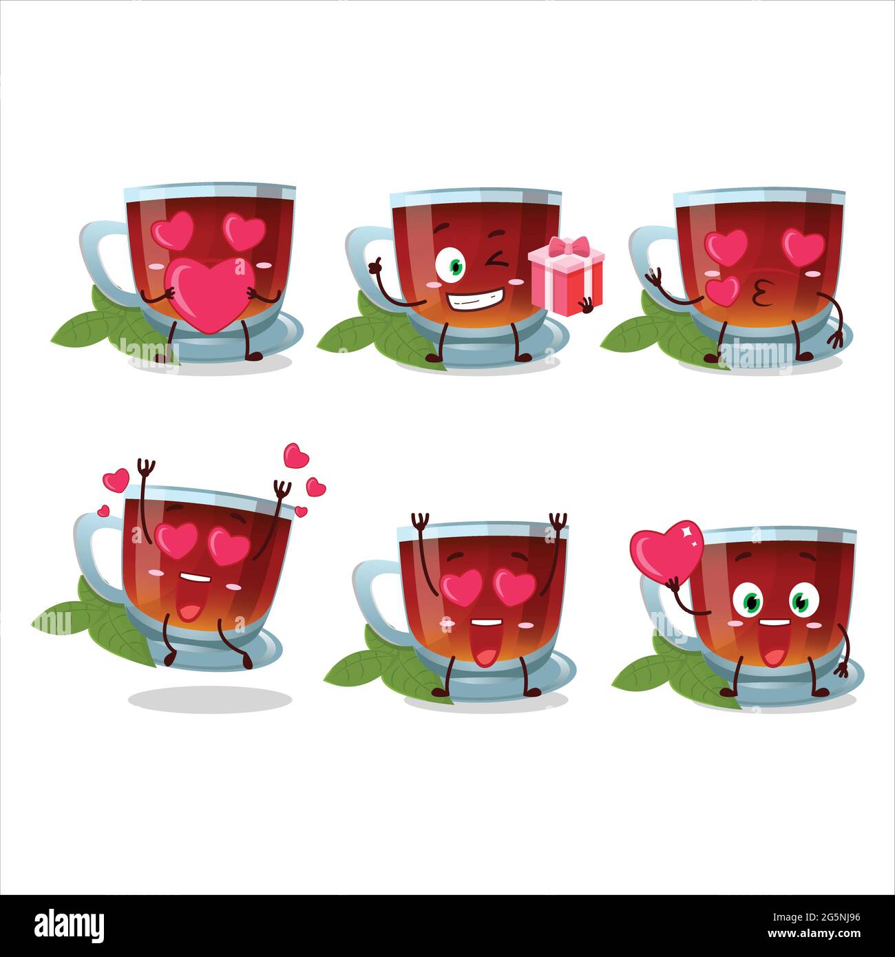 Mint tea cartoon character with love cute emoticon. Vector illustration ...