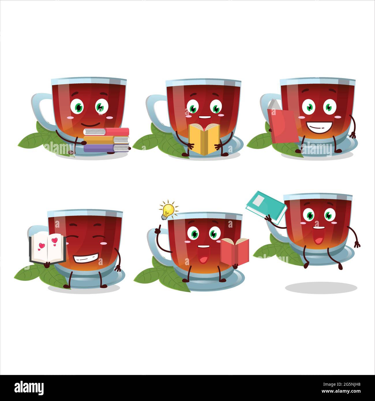 A picture of mint tea cartoon character concept reading an amusing book ...