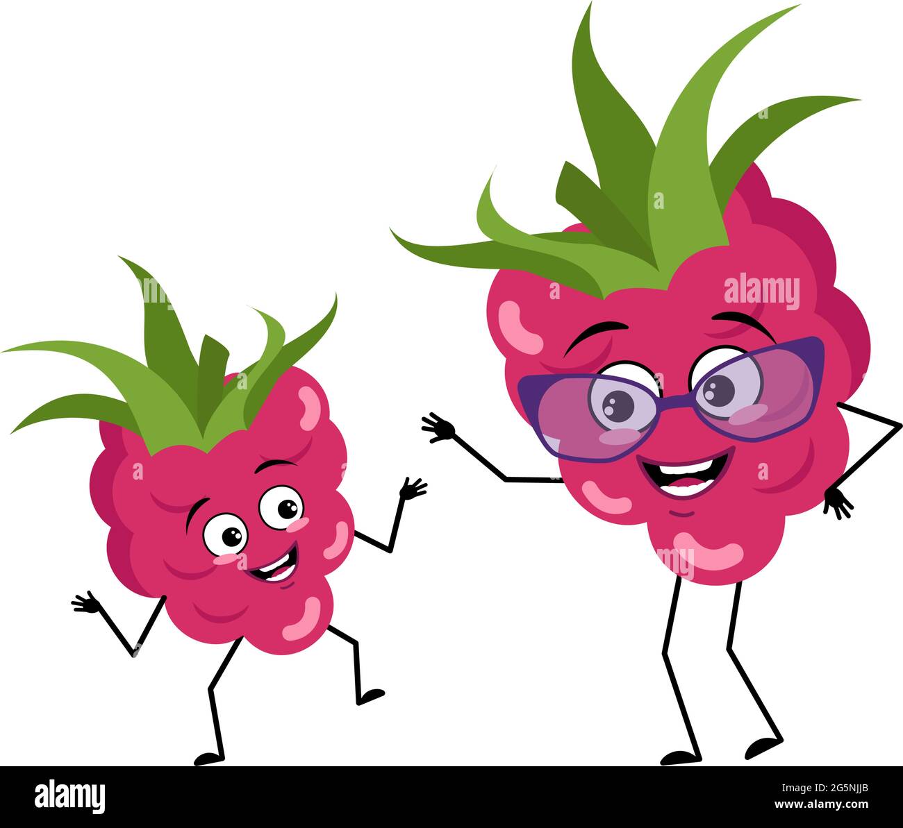 Cute raspberry characters with happy emotions and smile face Stock ...
