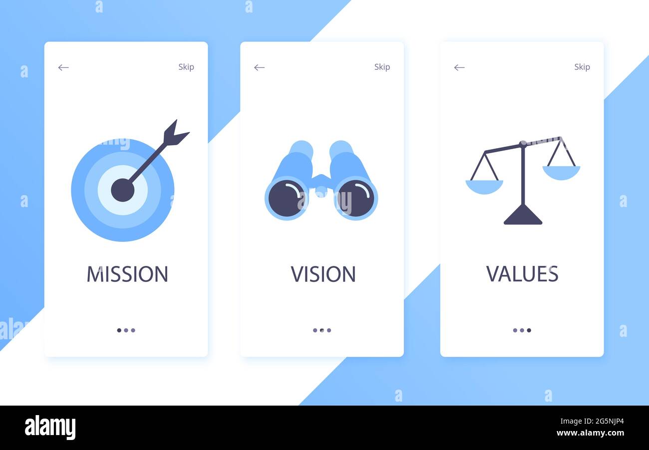Mission, vision and values flat style design icons signs web concepts ...