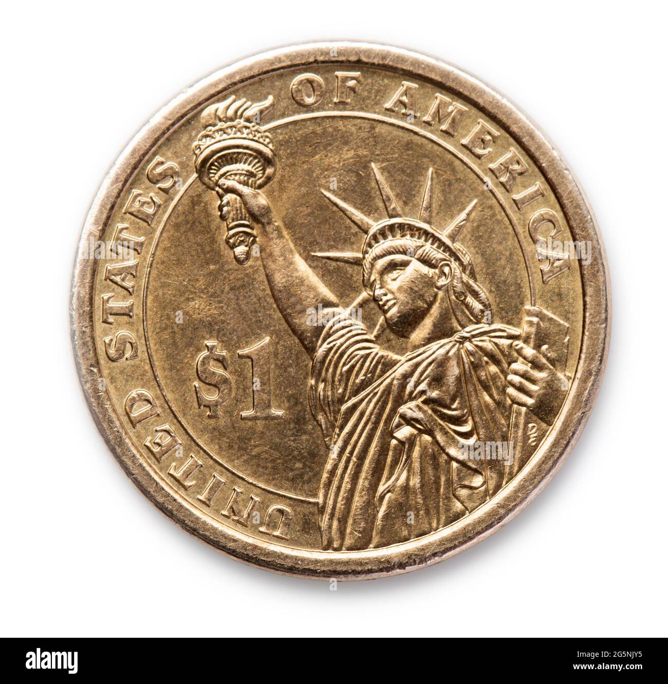 One dollar coin, 2008 isolated on white background Stock Photo - Alamy