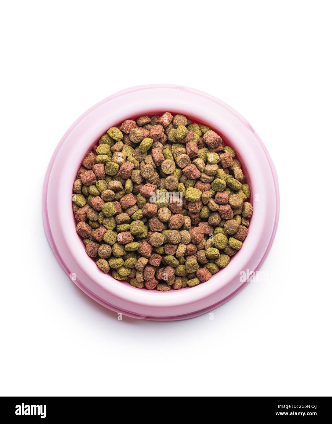 Dry kibble animal food in bowl. Dried food for cats or dogs isolated on ...