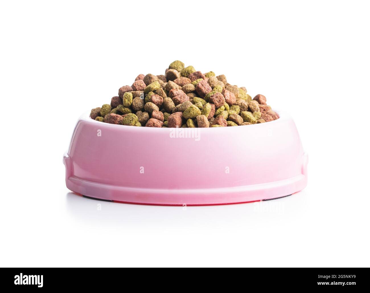 Dry kibble animal food in bowl. Dried food for cats or dogs isolated on ...