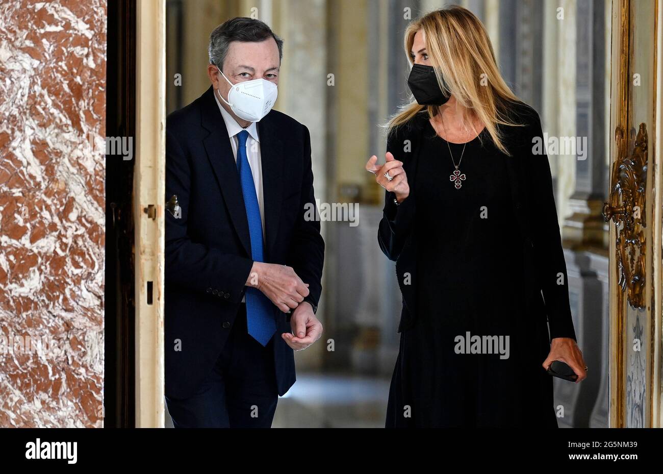 Italian Prime Minister Mario Draghi seen before his meeting with the US ...