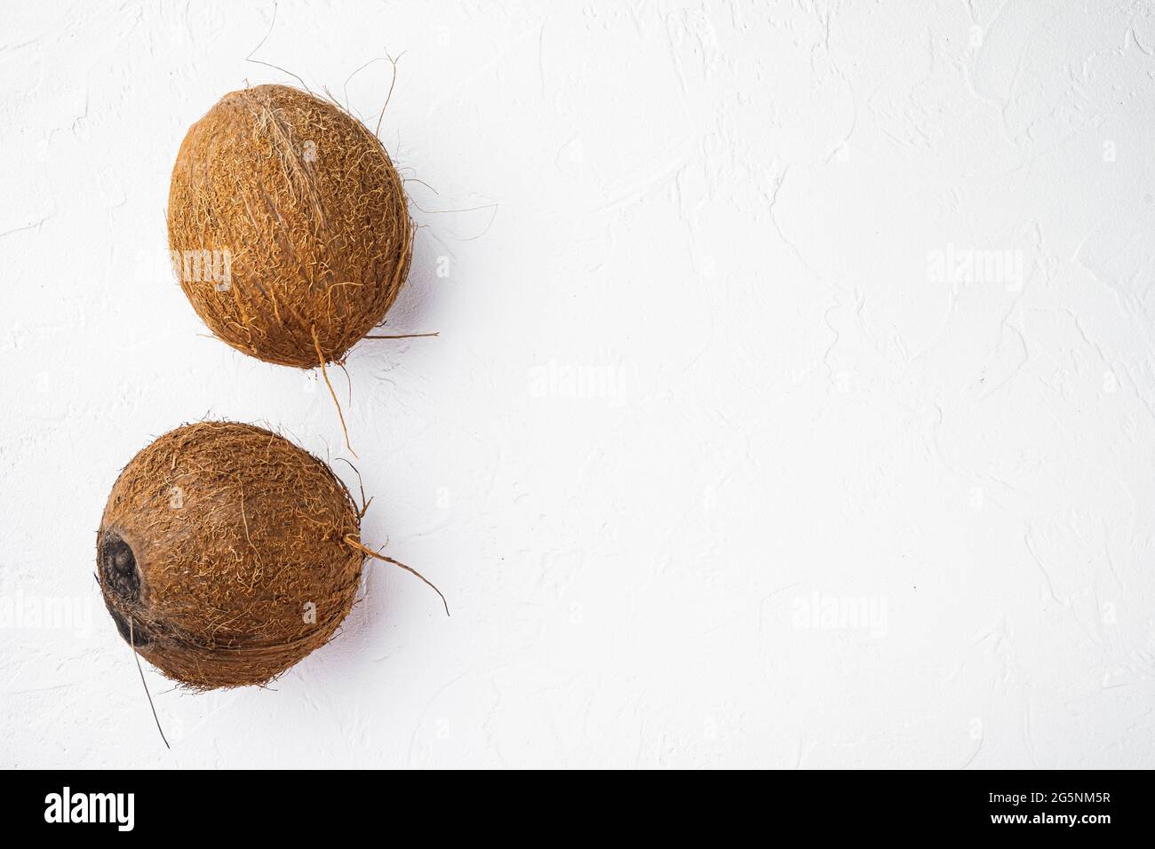 Coconut whole set, on white stone table background, top view flat lay ...