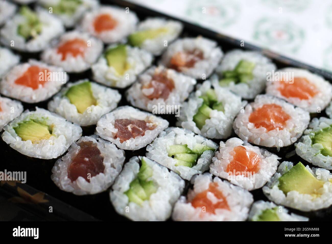 Set of sushi roll. Different types of sushes close-up Stock Photo - Alamy