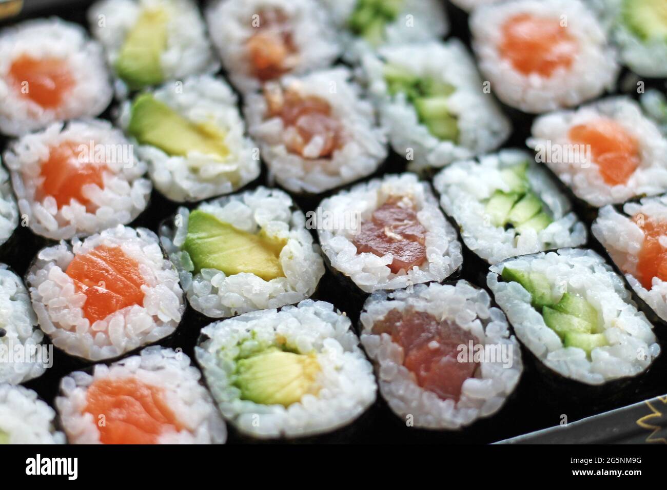 Set of sushi roll. Different types of sushes close-up Stock Photo - Alamy