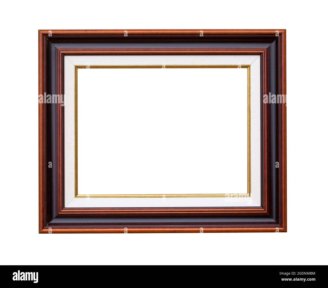 Wooden frame with passepartout isolated on white with clipping path ...