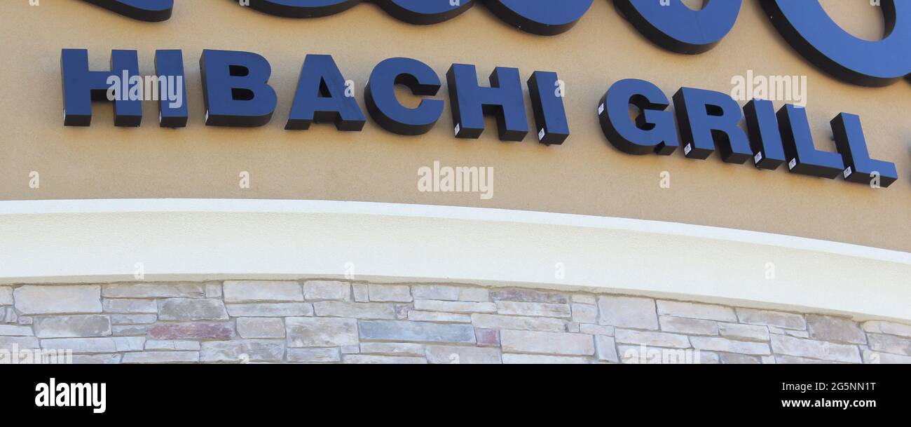 Hibachi Grill Sign on Restaurant Stock Photo - Alamy