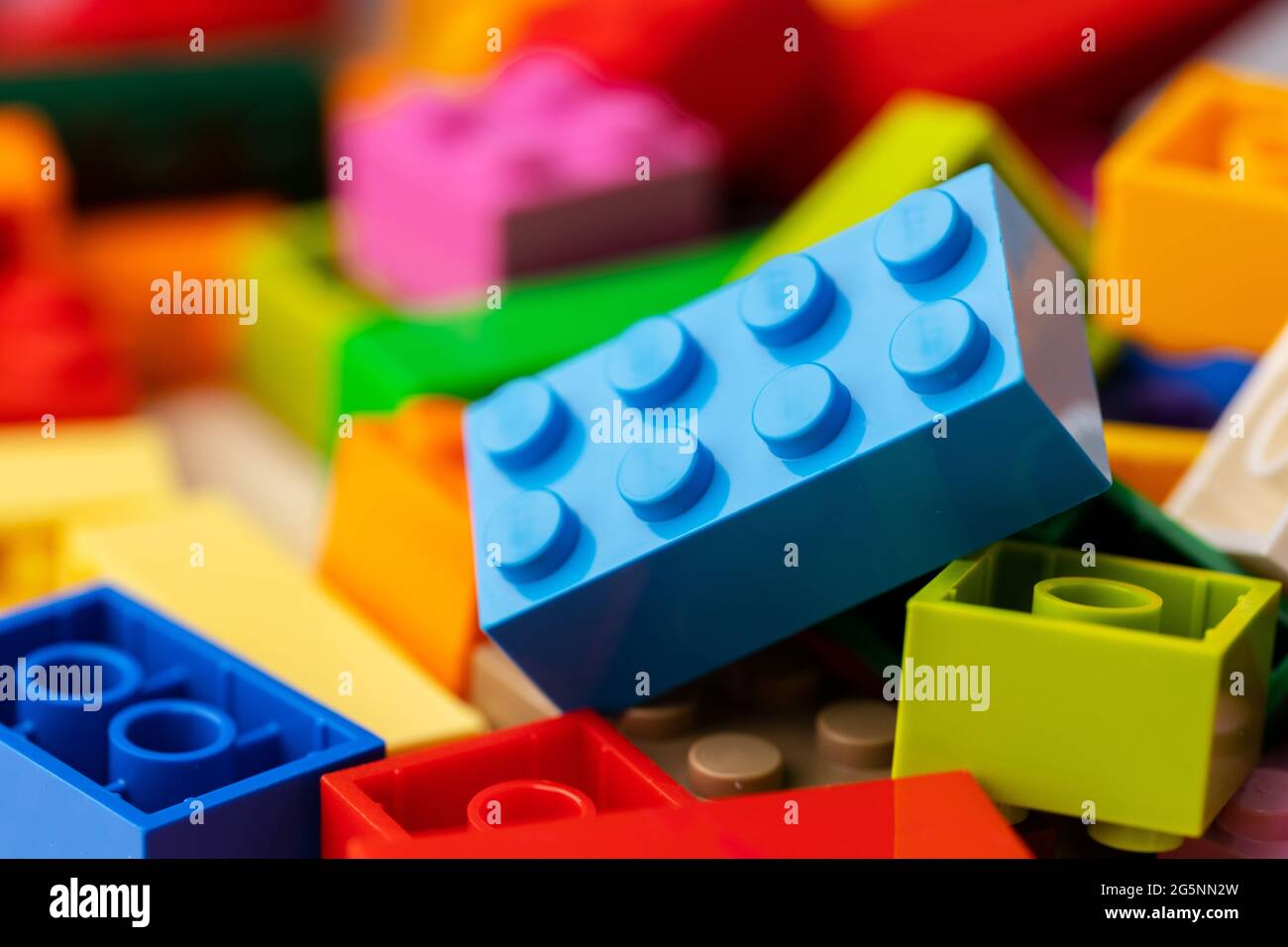 Details of children's plastic building kit close up Stock Photo - Alamy