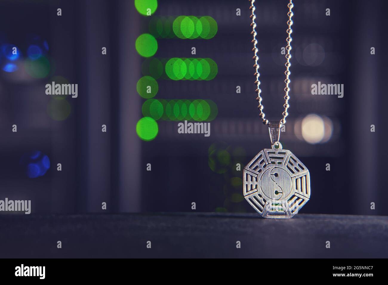 Buddhist symbol of yin and yang on the background of computer ...
