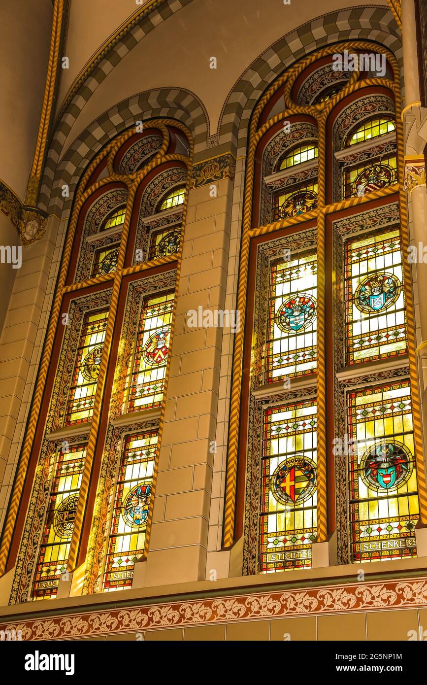 Amsterdam, the Netherlands. September 2020. Stained glass windows in ...