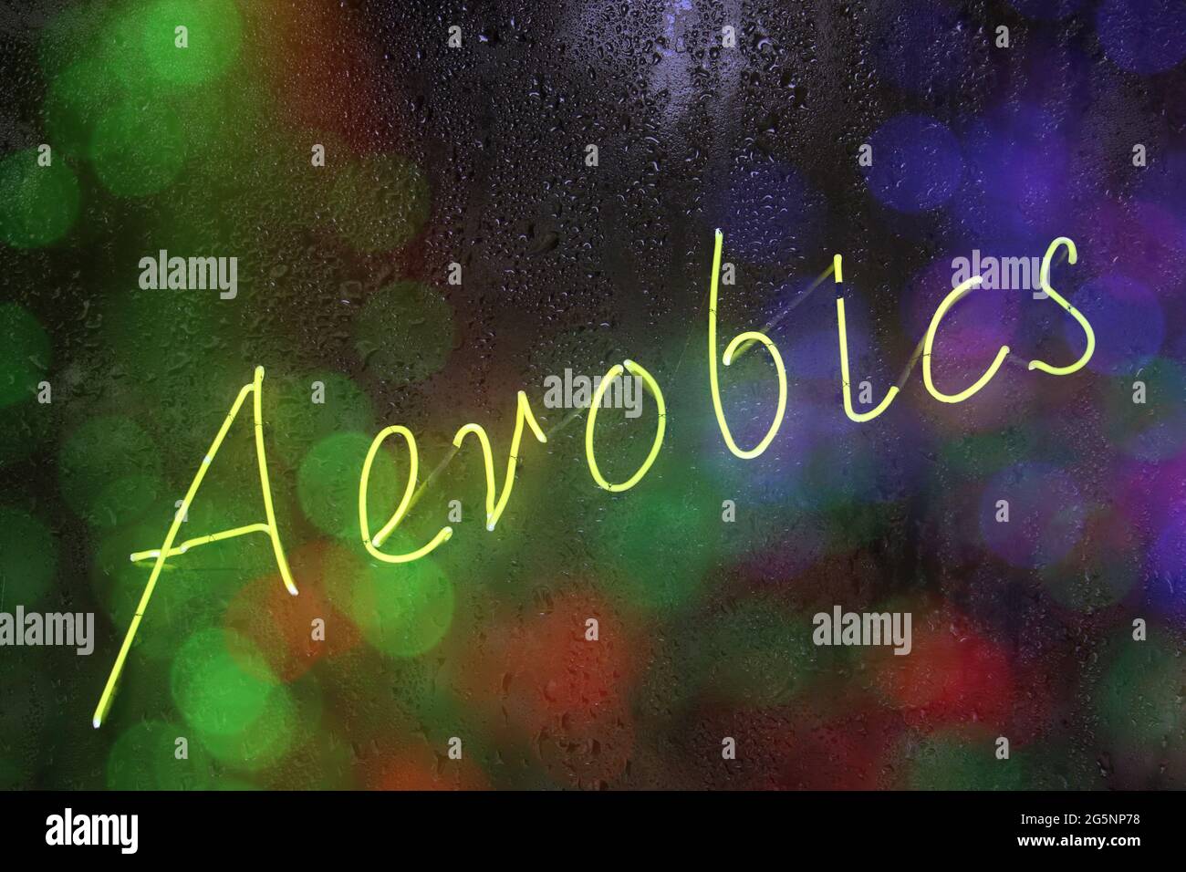 Neon Aerobics Sign on Gym Wall Stock Photo - Alamy