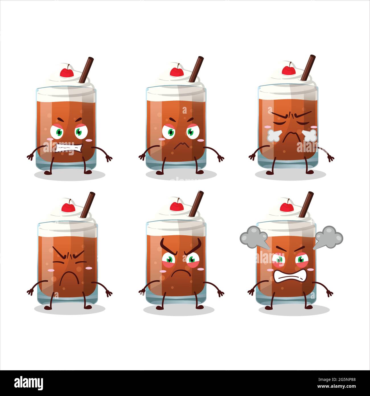 Root beer with ice cream cartoon character with various angry ...