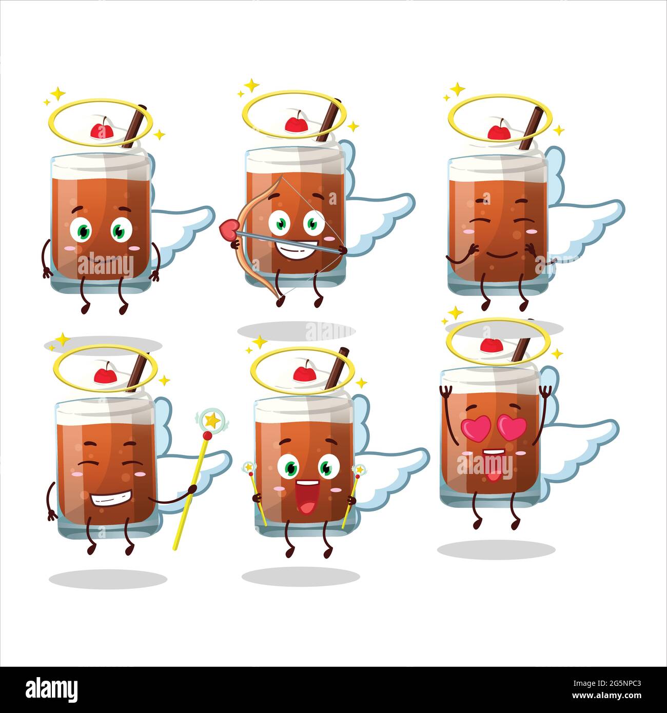 Root beer with ice cream cartoon designs as a cute angel character ...