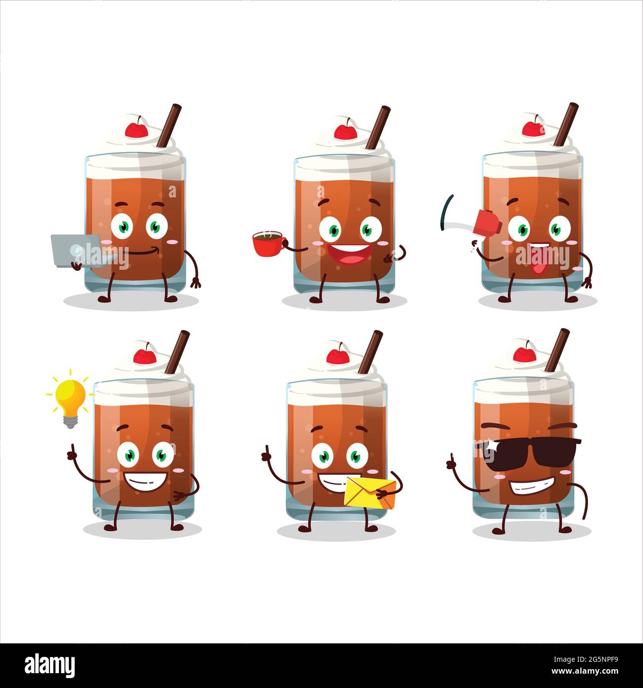 Root beer with ice cream cartoon character with various types of ...