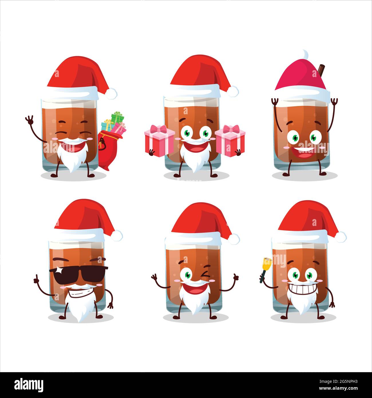 Santa Claus emoticons with root beer with ice cream cartoon character ...