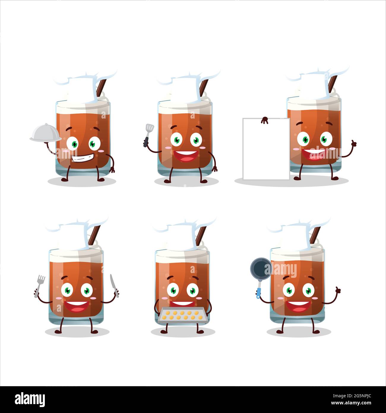 Cartoon character of root beer with ice cream with various chef ...