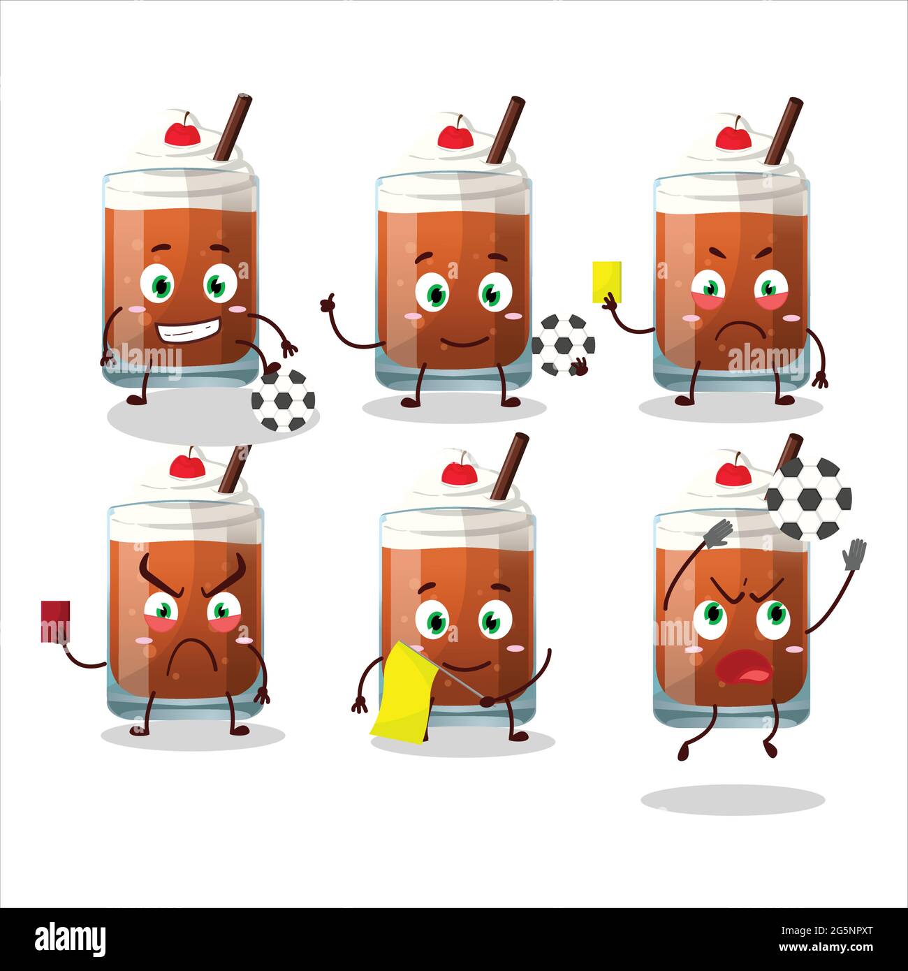 Root beer with ice cream cartoon character working as a Football ...