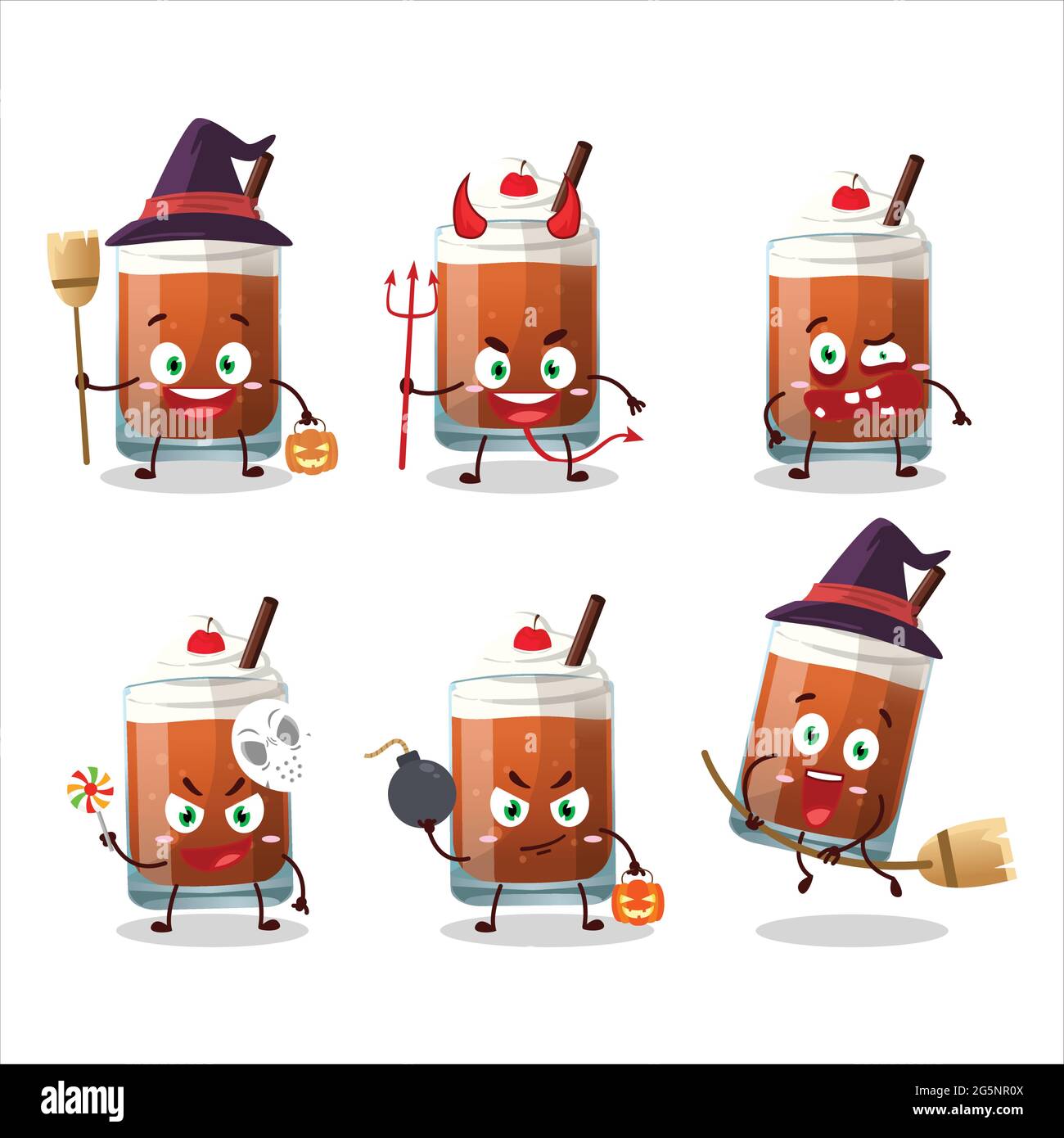 Halloween expression emoticons with cartoon character of root beer with ...