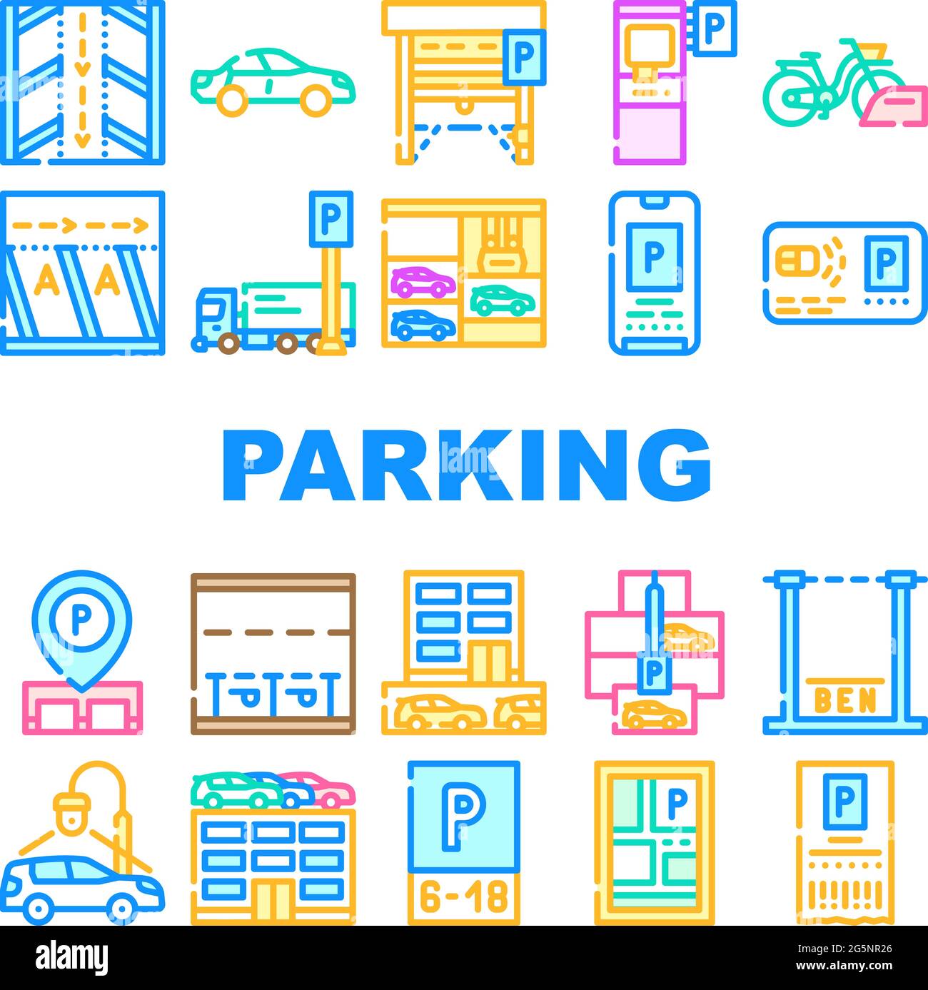Parking Transport Collection Icons Set Vector Stock Vector Image & Art ...