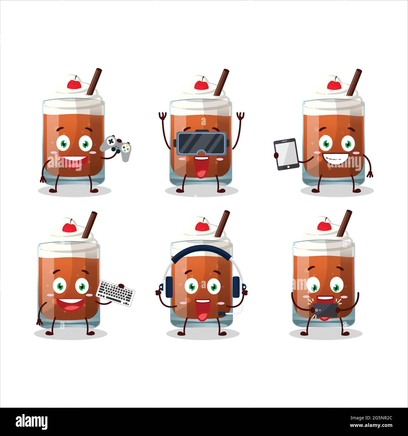 Root beer with ice cream cartoon character are playing games with ...