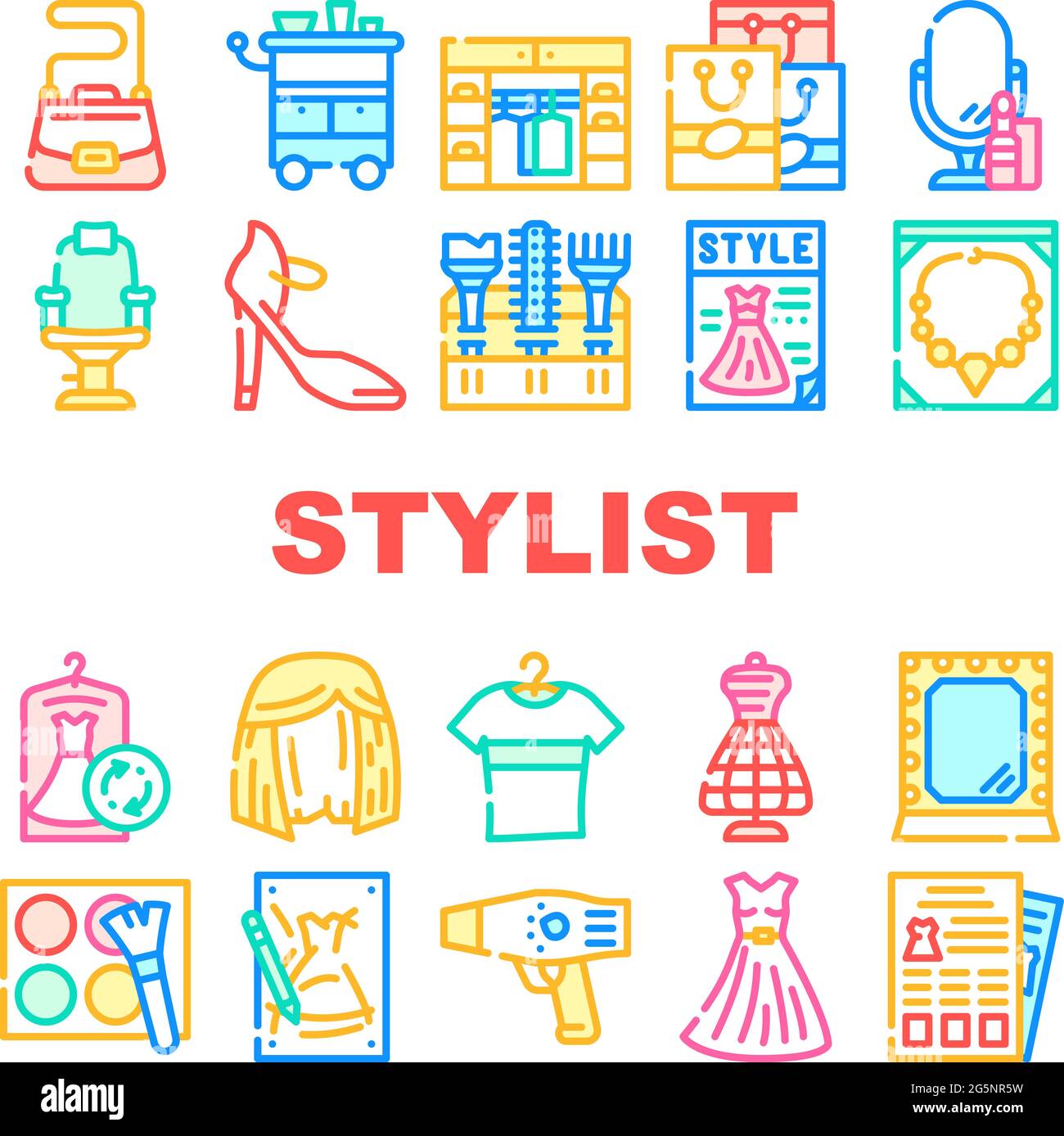 Stylist Accessory Collection Icons Set Vector Stock Vector Image & Art ...