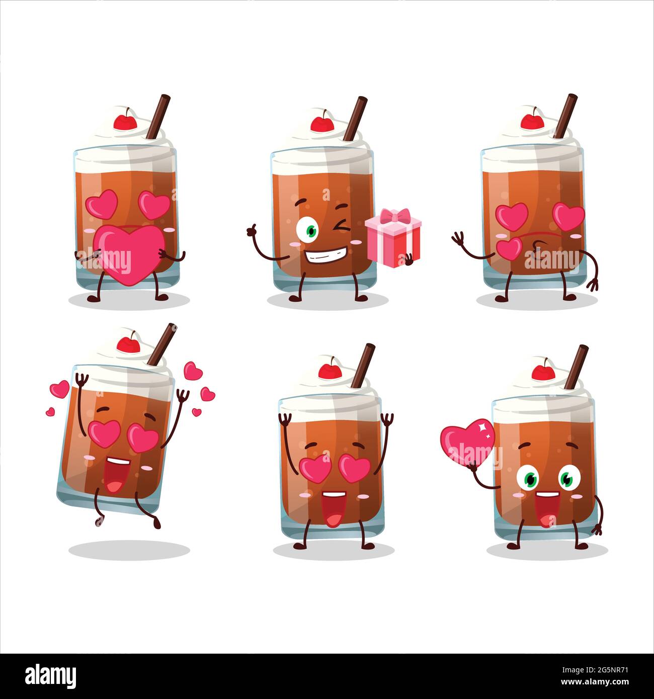 Root beer with ice cream cartoon character with love cute emoticon ...