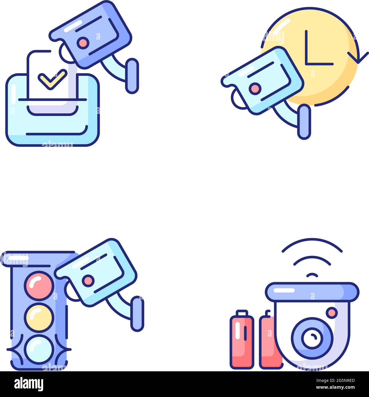 Surveillance system RGB color icons set Stock Vector Image & Art - Alamy
