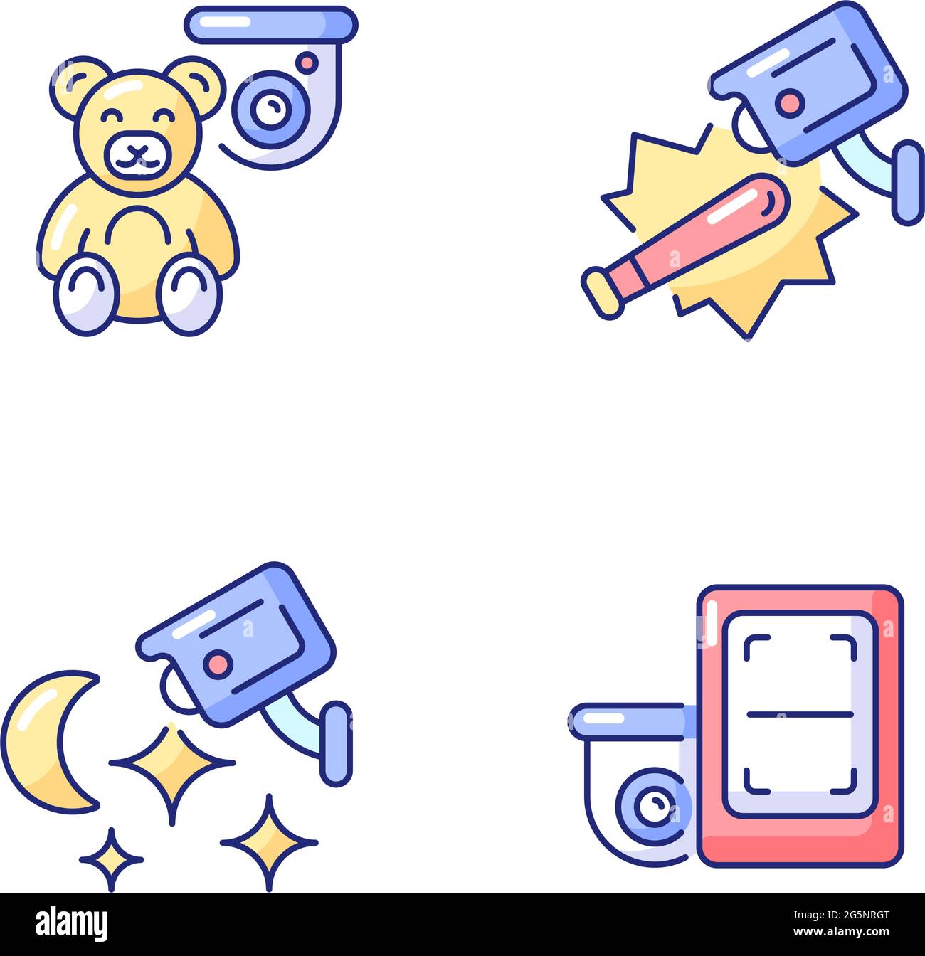 Security Monitoring Solution Rgb Color Icons Set Stock Vector Image And Art Alamy