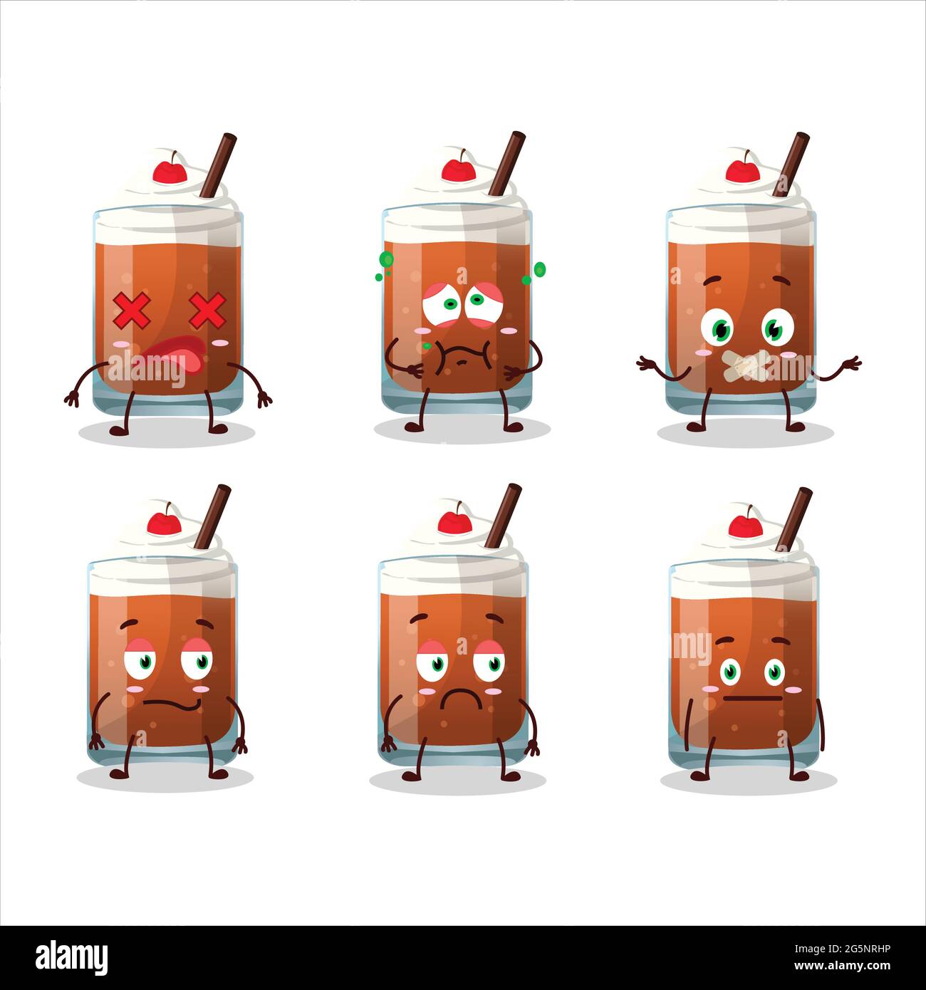 Root beer with ice cream cartoon character with nope expression. Vector ...
